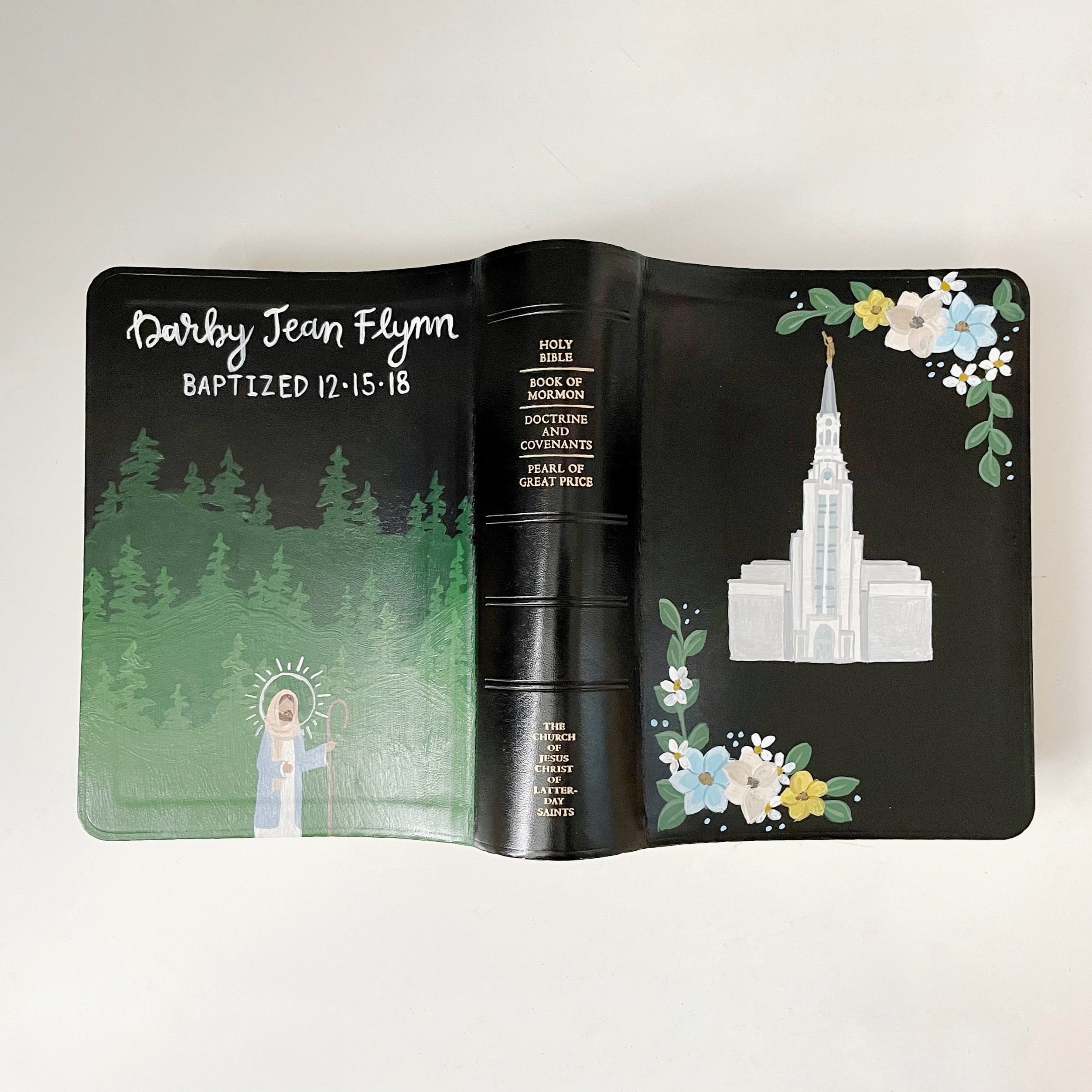 Custom Painted LDS Quad Scriptures Missionary Baptism Gift Quadruple ...