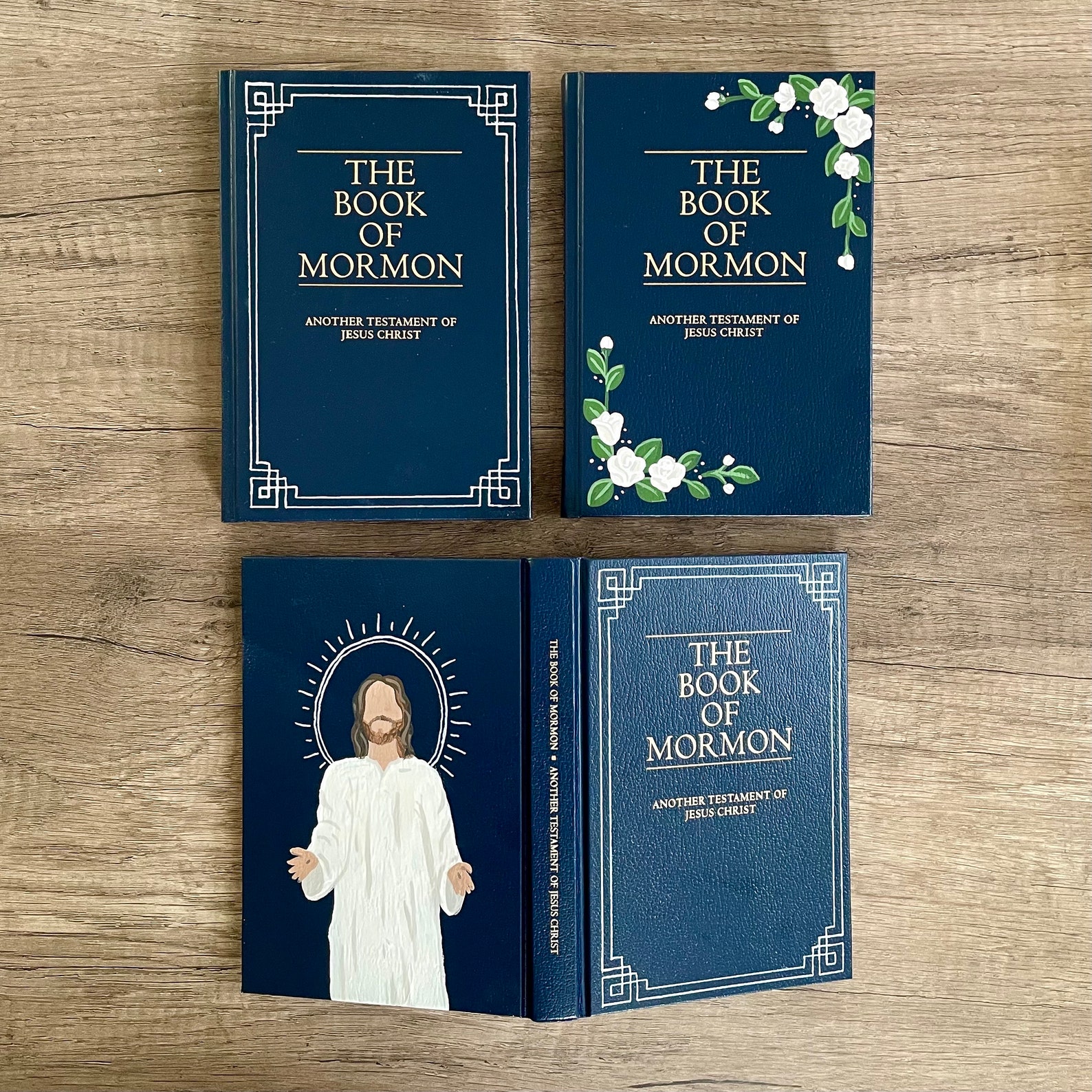 Custom Painted Book of Mormon Jesus White Frame or Floral Boys and ...