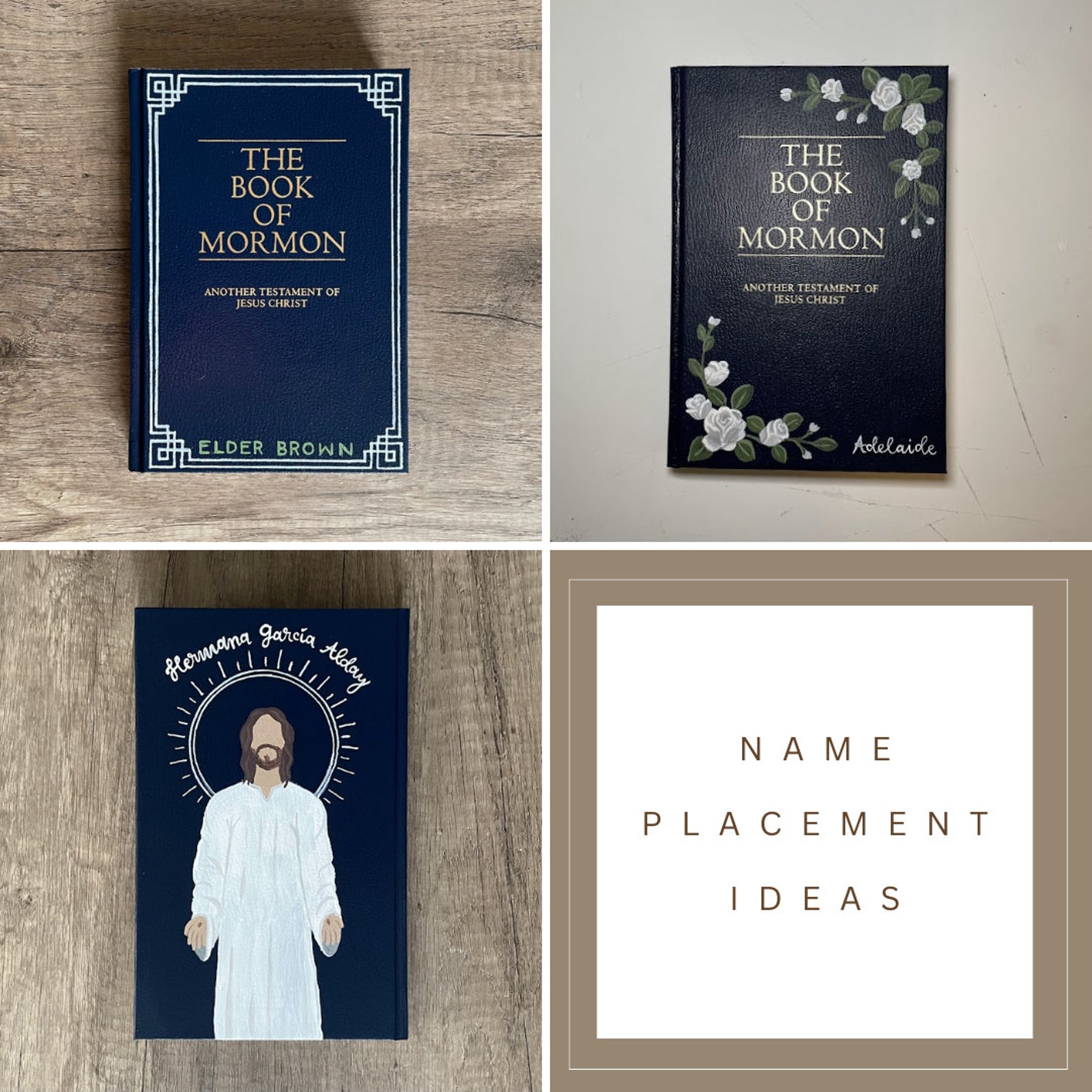 Custom Painted Book of Mormon - Jesus | White Frame or Floral | Boys ...