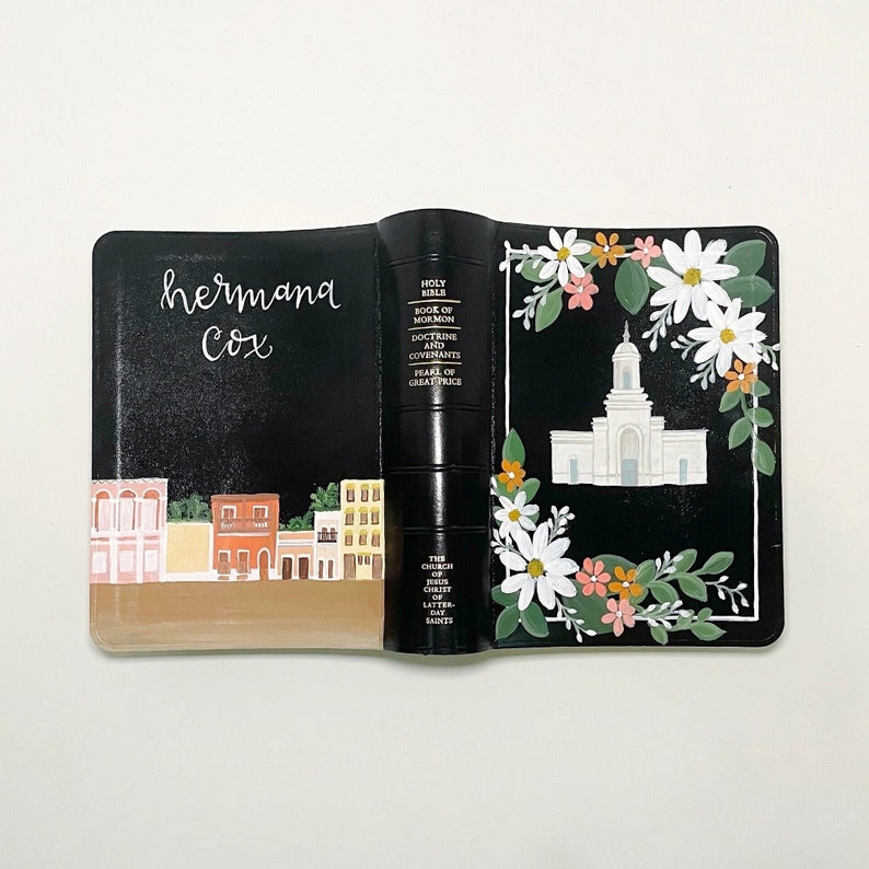 Custom Painted LDS Quad Scriptures Missionary Baptism Gift Quadruple ...