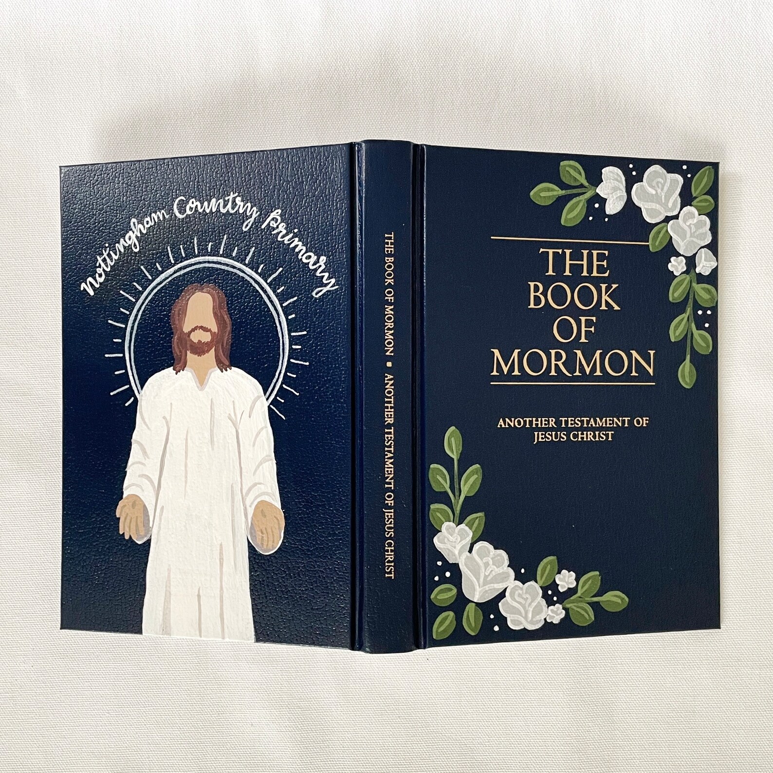 Custom Painted Book of Mormon Jesus White Frame or Floral Boys and ...