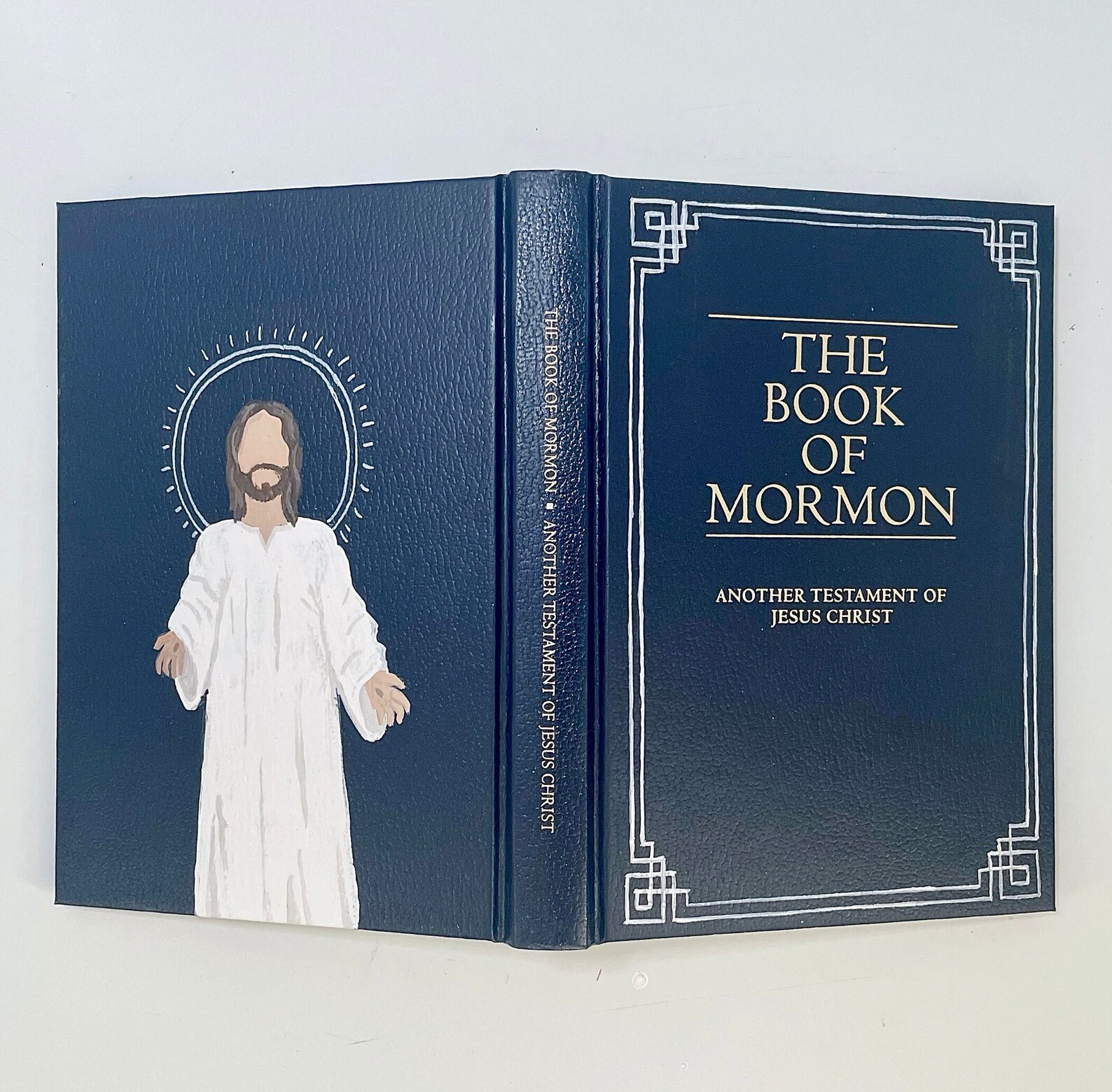 Custom Painted Book of Mormon Jesus White Frame or Floral Boys and ...