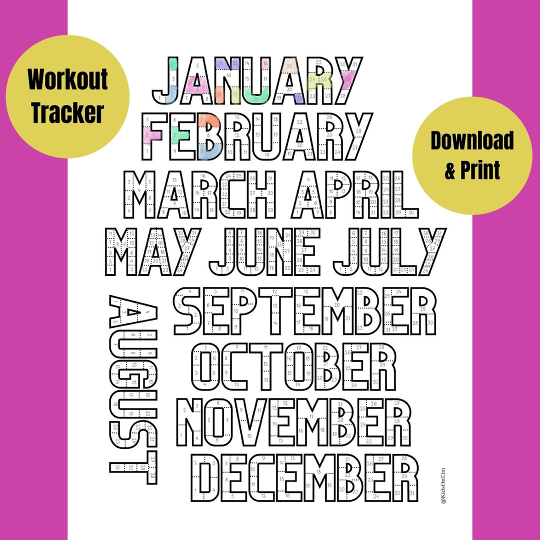Printable Workout Tracker Daily Exercise Track Monthly Weight Loss ...