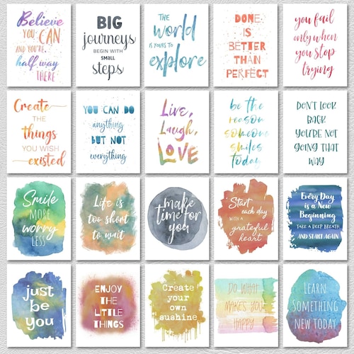 Printable Wall Art Motivational Poster Bundle Watercolor - Etsy
