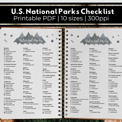 U.S. National Parks Map National Park Checklist Bucket List - Etsy