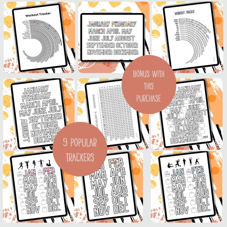 Visual Daily Habit Tracker Monthly Workout Exercise Track | Etsy