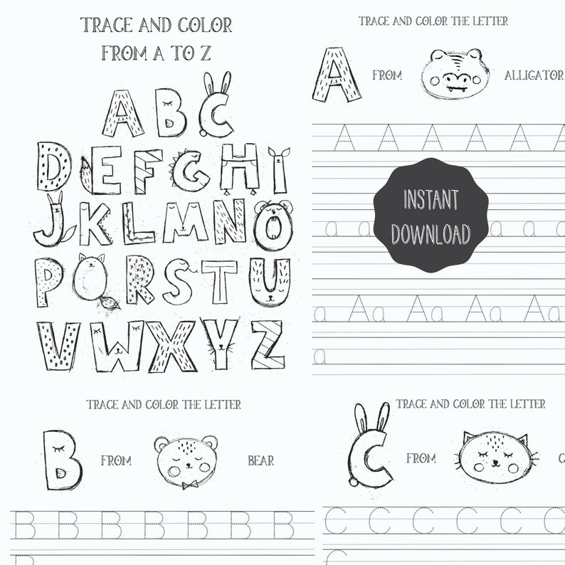 Alphabet 27 Printable Pages of Letter Tracing, Coloring and Handwriting ...