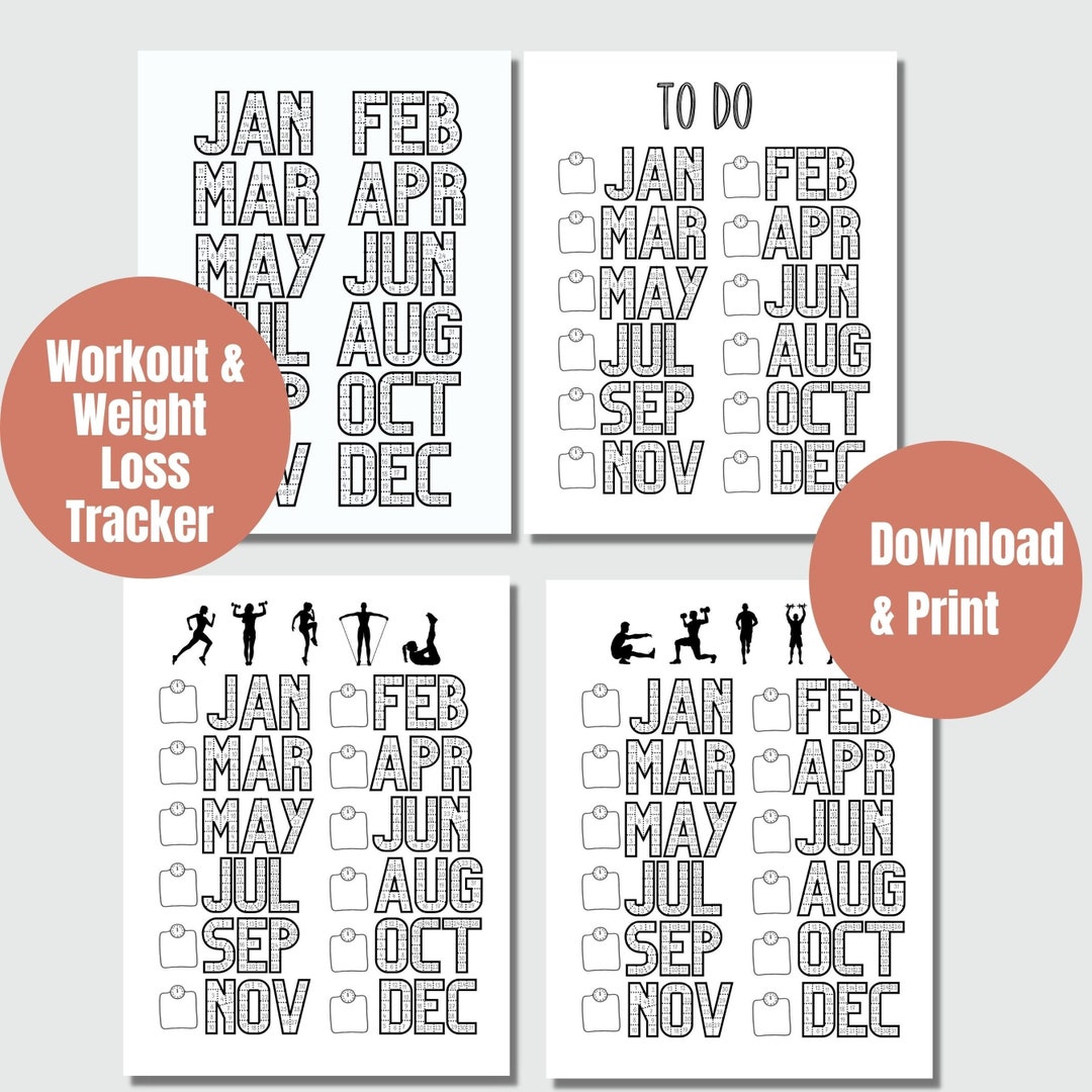 Bundle Workout Tracker Exercise Track Weightloss Track Daily Log Yearly ...