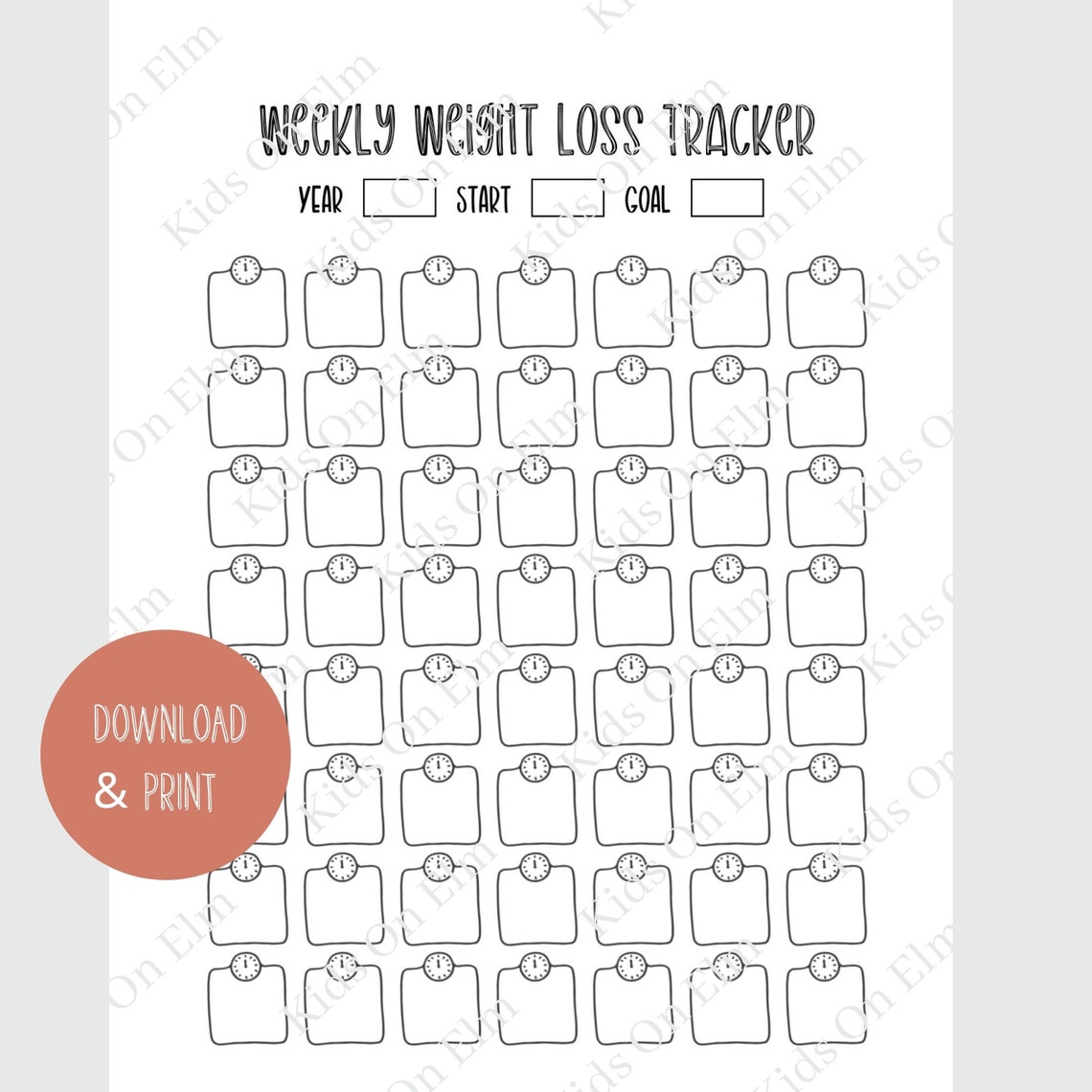 Visual Weight Loss Tracker Weekly Weight Pounds Log Habit - Etsy