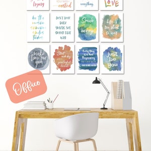 Printable Wall Art, Motivational Poster Bundle, Watercolor, Quote Wall ...
