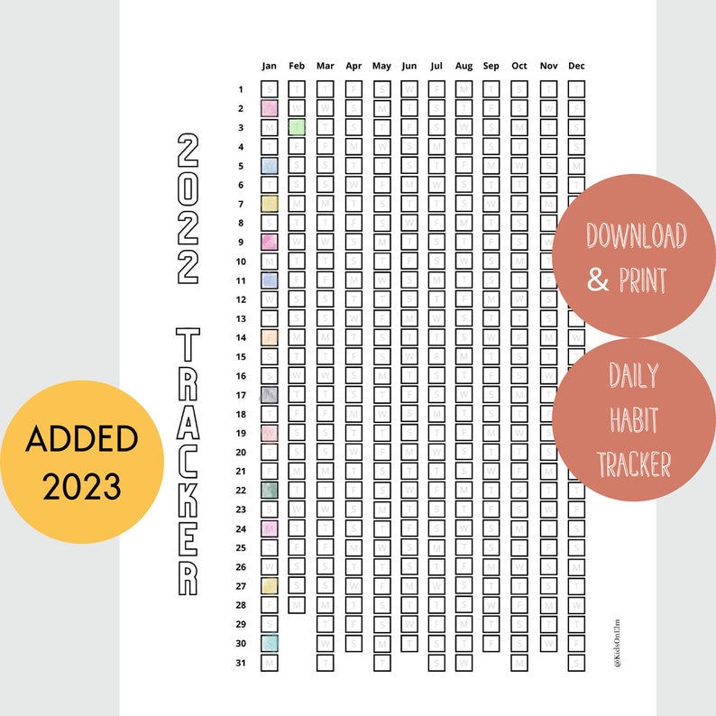 Visual Daily Habit Tracker Monthly Workout Exercise Track | Etsy