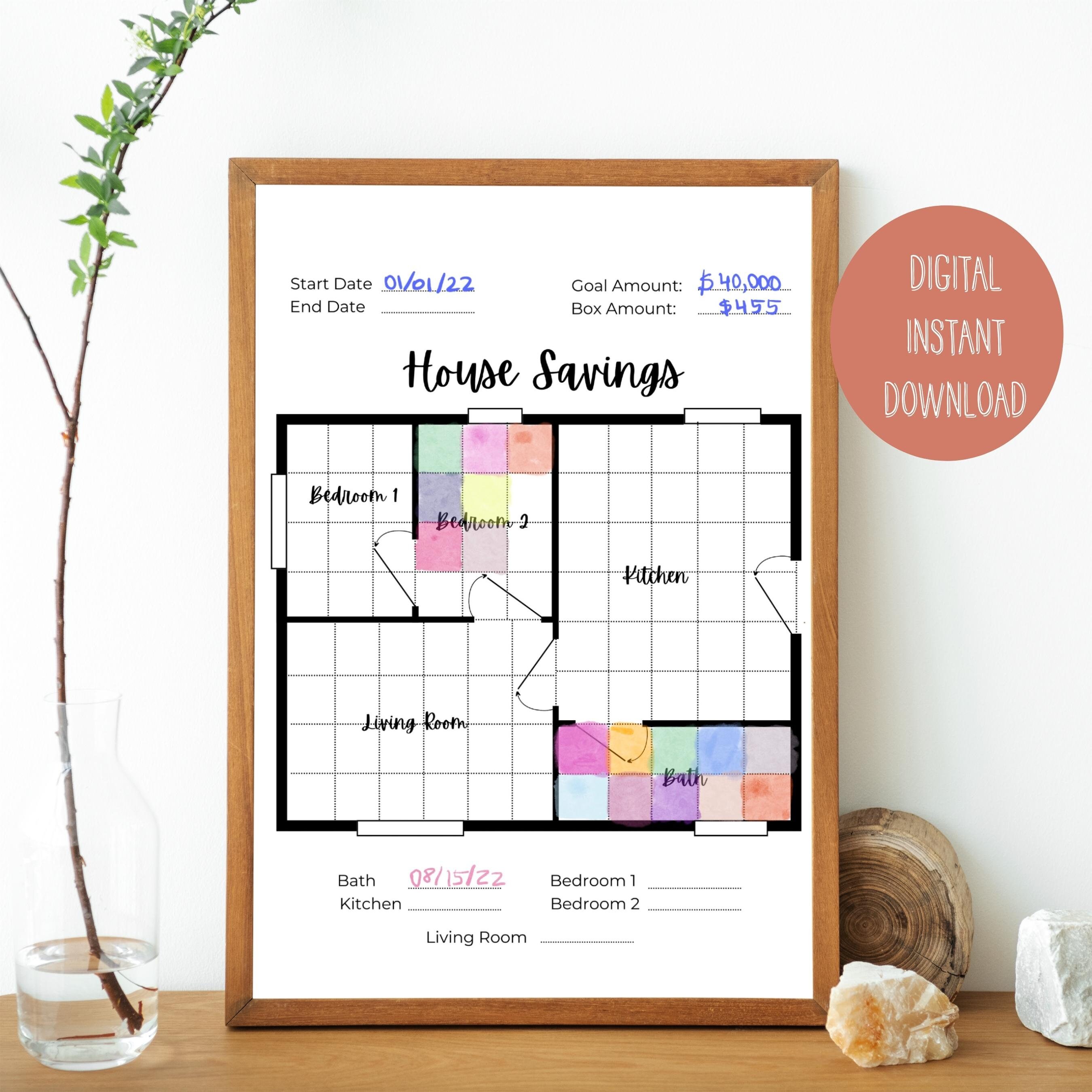 House Savings Tracker Goal New Home Challenge 2022 Planner - Etsy