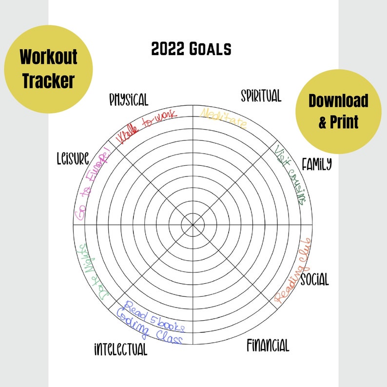 2022 Goal Setting Template New Years Resolutions Workout - Etsy