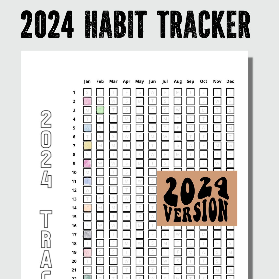 Visual Daily Habit Tracker Monthly Workout Exercise Track - Etsy