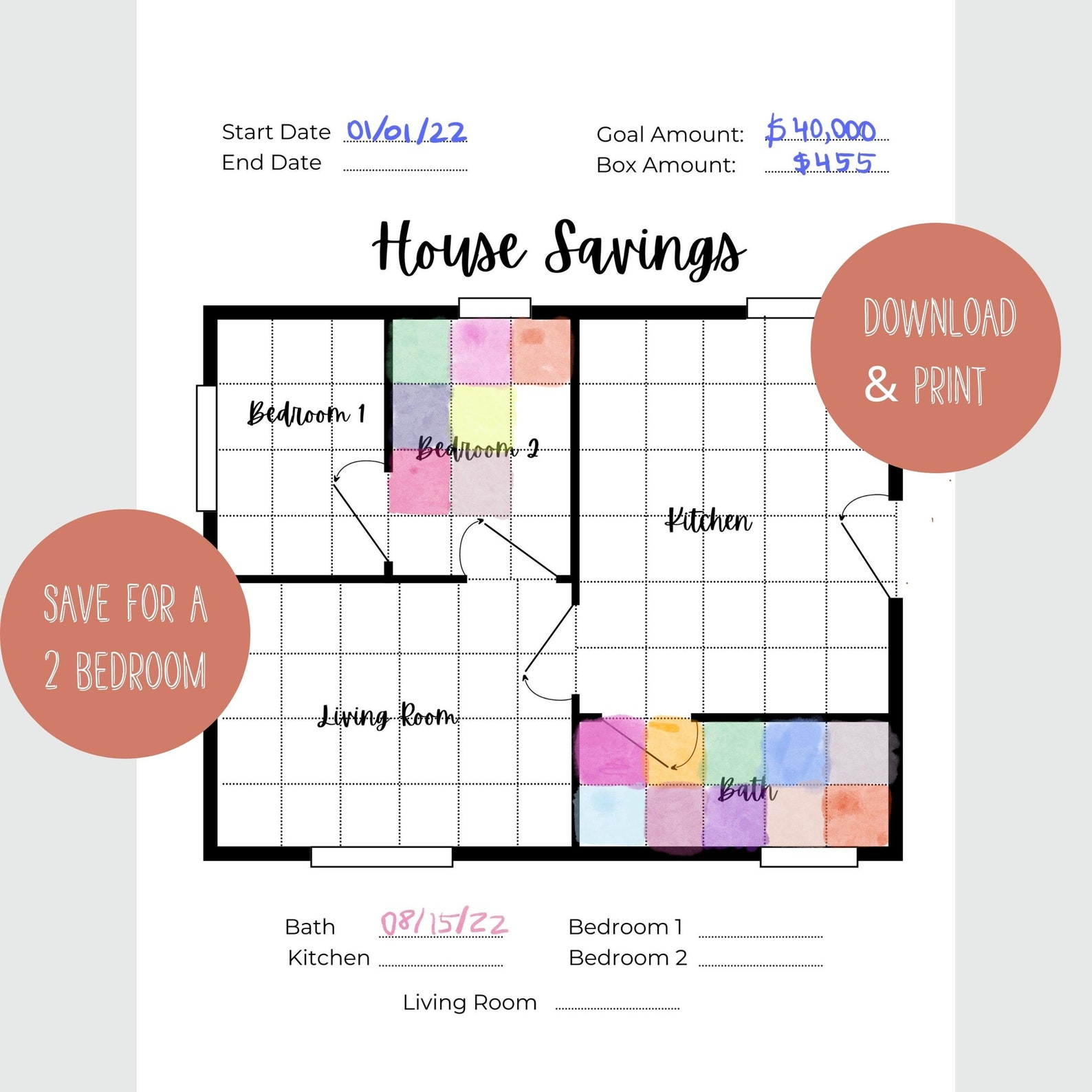 House Savings Tracker Goal New Home Challenge 2022 Planner | Etsy