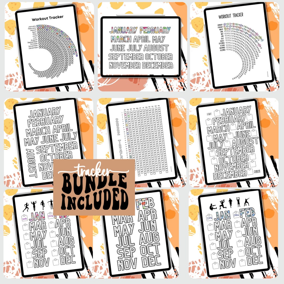 2024 Habit Tracker Bundle Coloring Sheet Fitness Trackers Printable ...