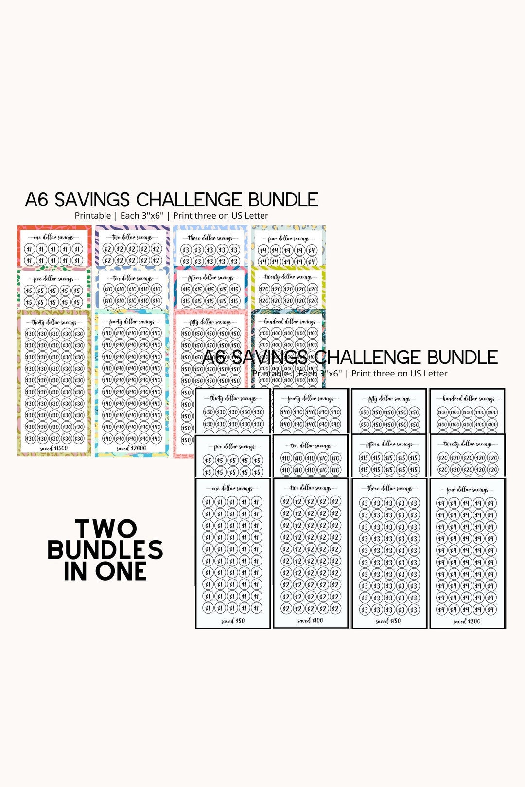 Digital Savings Challenge Bundle A6 Binder Cash Envelope System A6 ...