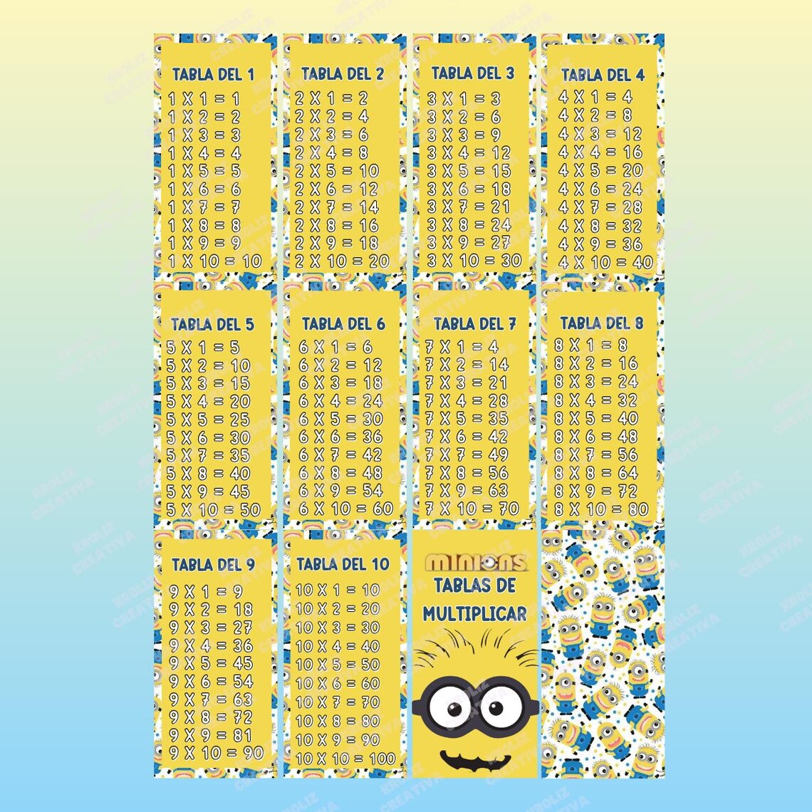 Tablas de Multiplicar editable y Archivo Digital PDF Imprime y corta ...