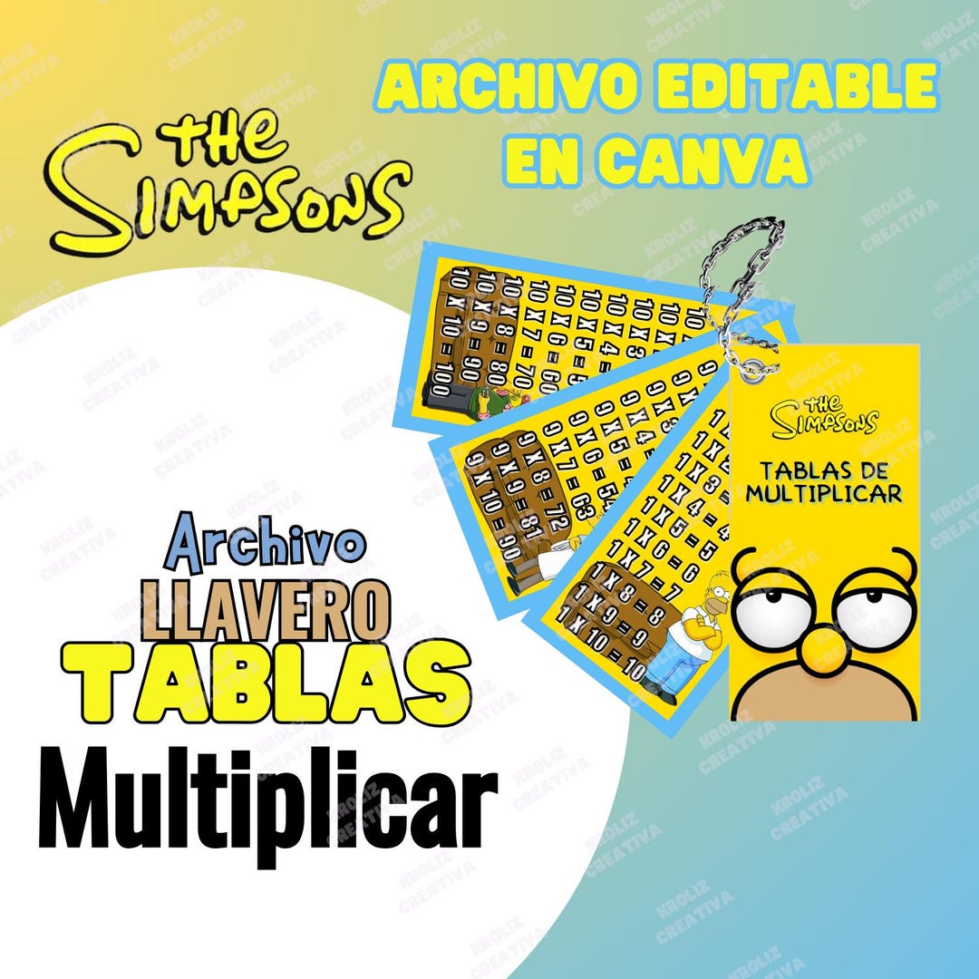 Llavero Tablas de Multiplicar editable y Archivo PDF Imprime y corta ...