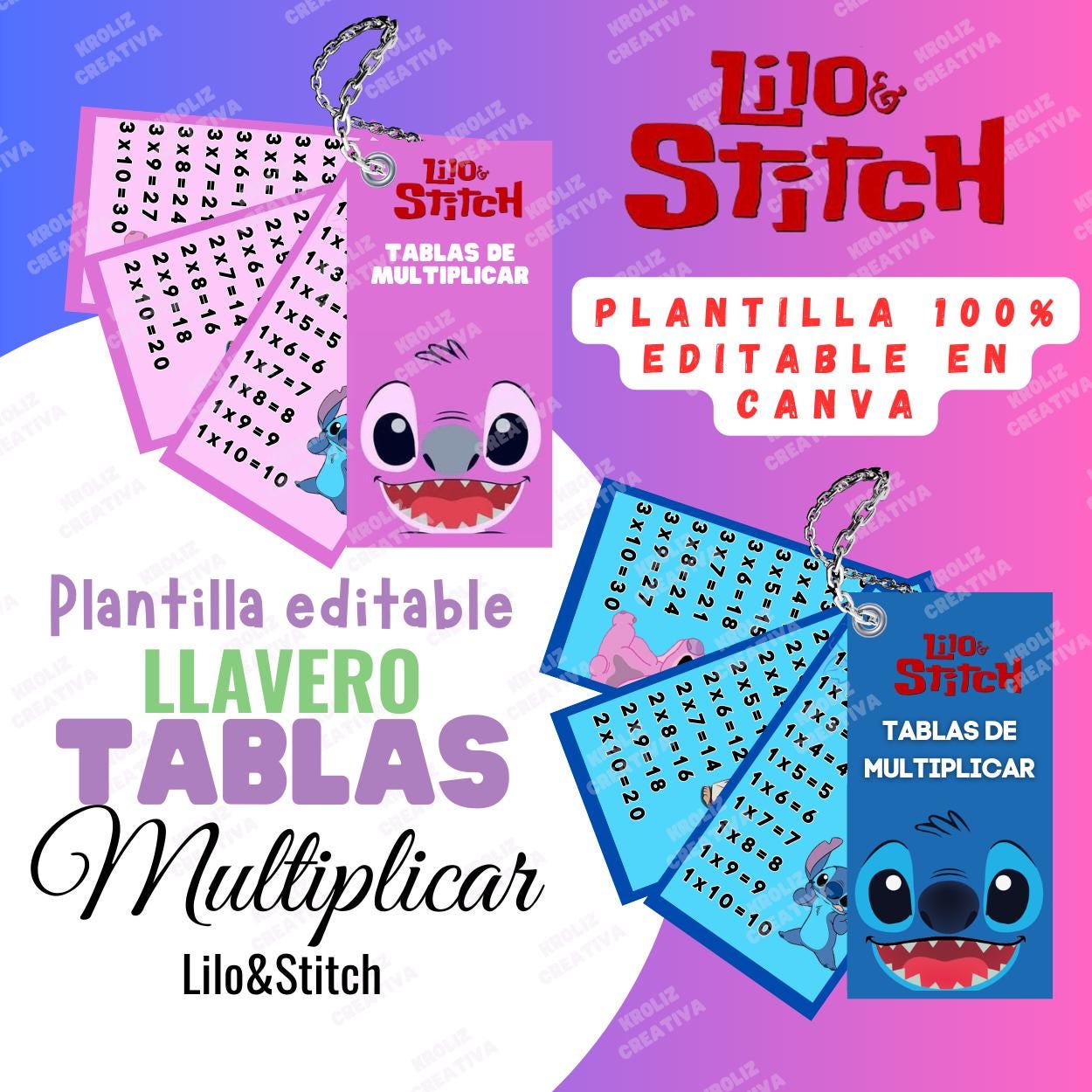 Llavero Tablas de Multiplicar STI TCH editable y PDF solo imprime y ...