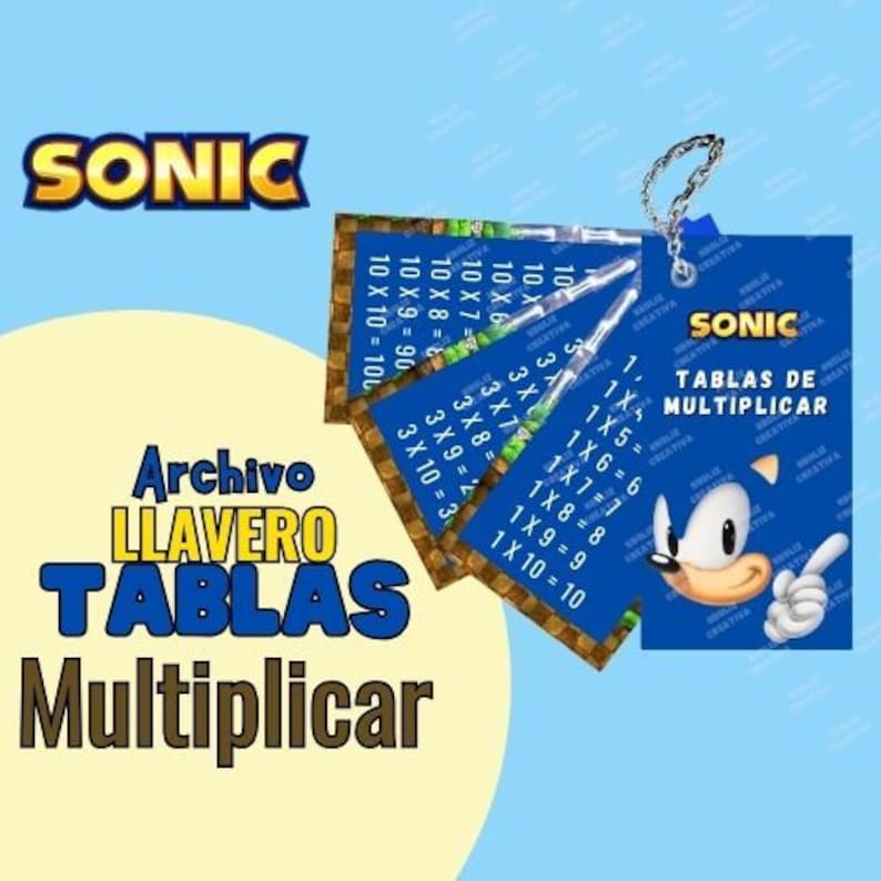 Archivo Tablas de multiplicar SONIC. PDF tamaño carta. 1 a la 10 ...