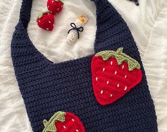 Crochet Strawberry Tote Bag - Etsy