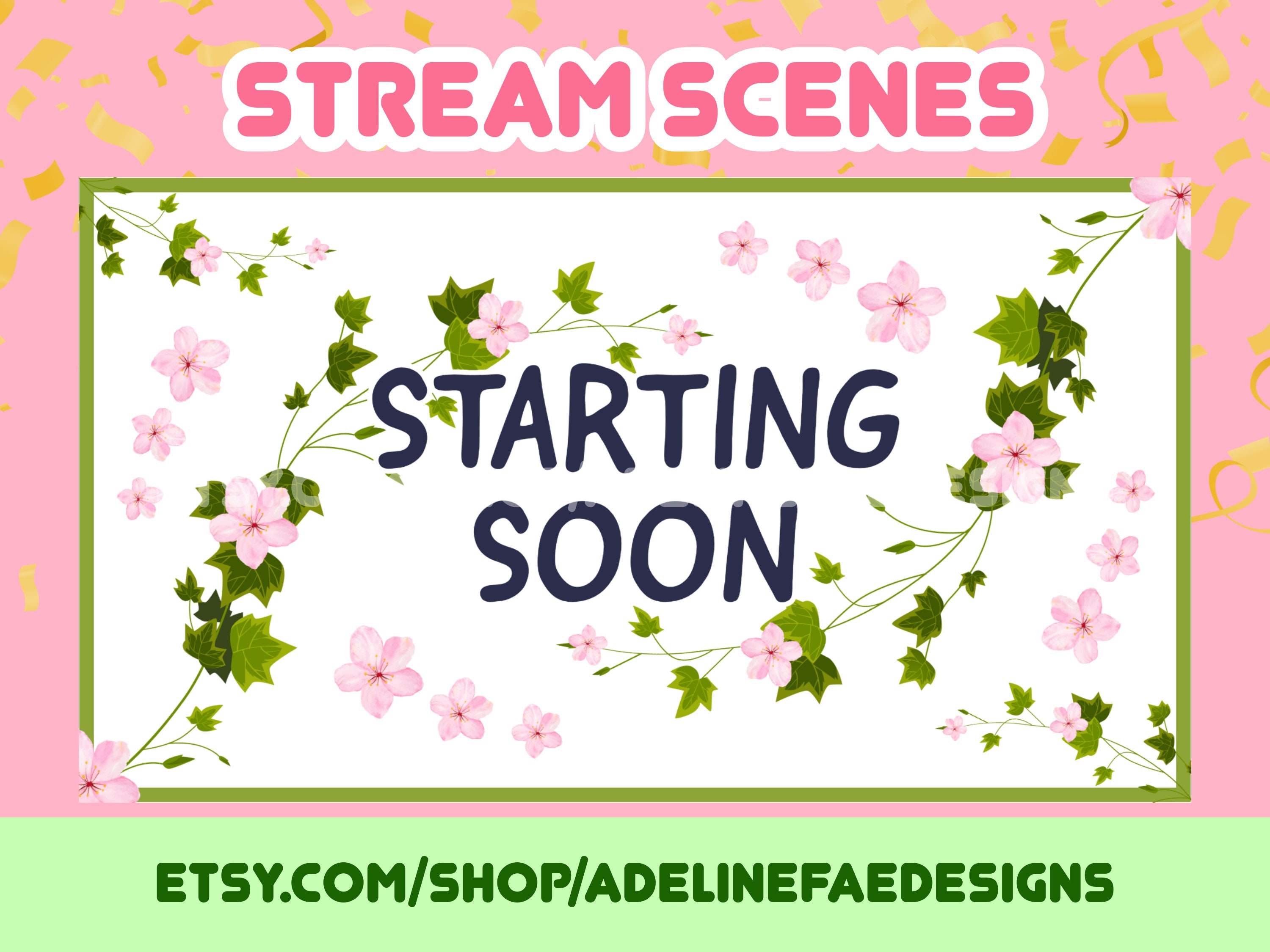 6x Flowery Vines Stream Scenes Flower-filled Stream Overlay Bundle for ...