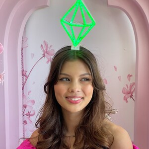 Green Diamond Headband, Sims Plumbob Headband, Neon Sign Headband, Neon ...