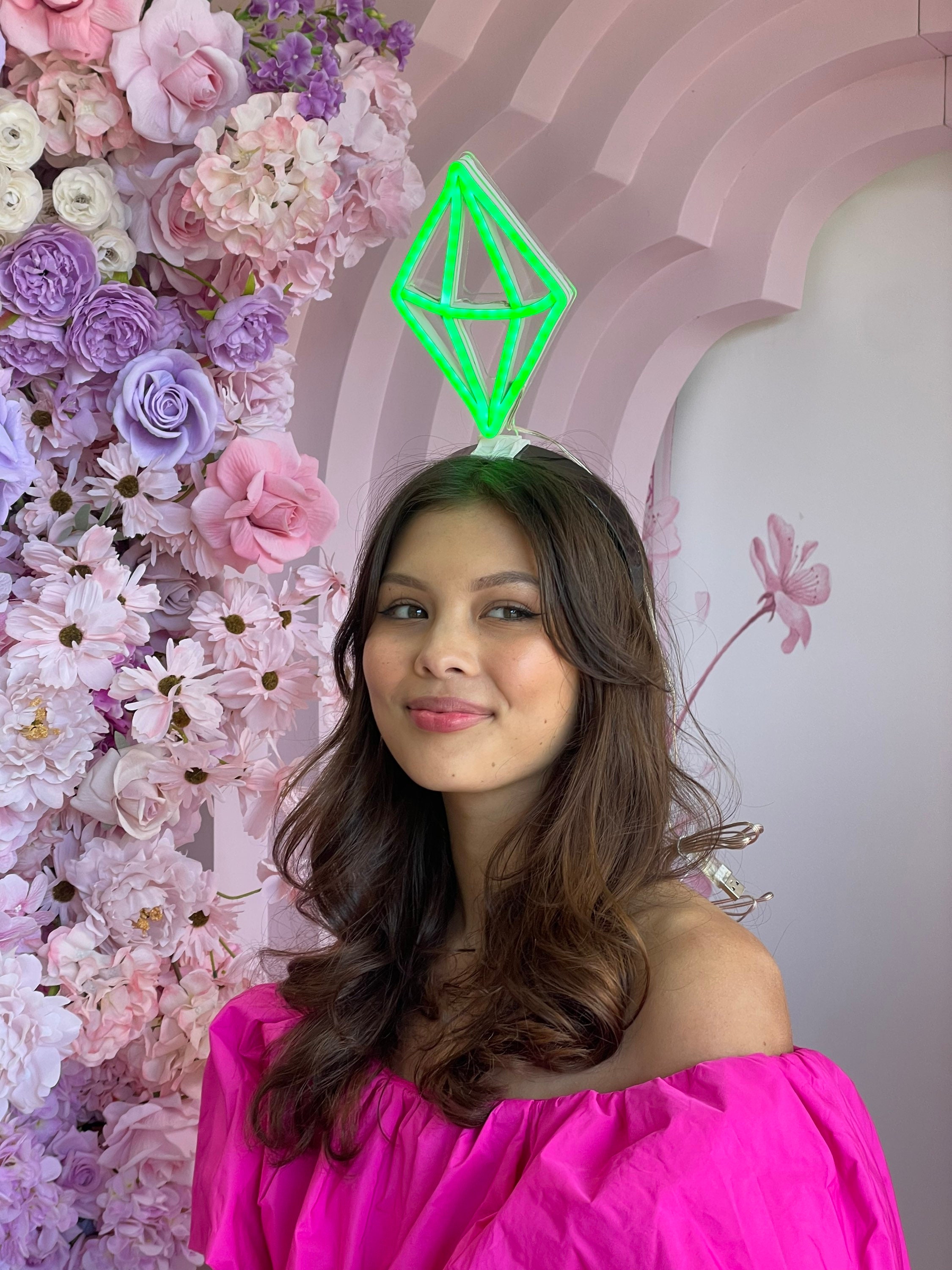 Green Diamond Headband, Sims Plumbob Headband, Neon Sign Headband, Neon ...