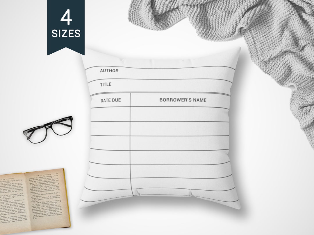 Book Lover Throw Pillow Case | Library Card Design | Librarian Teacher ...