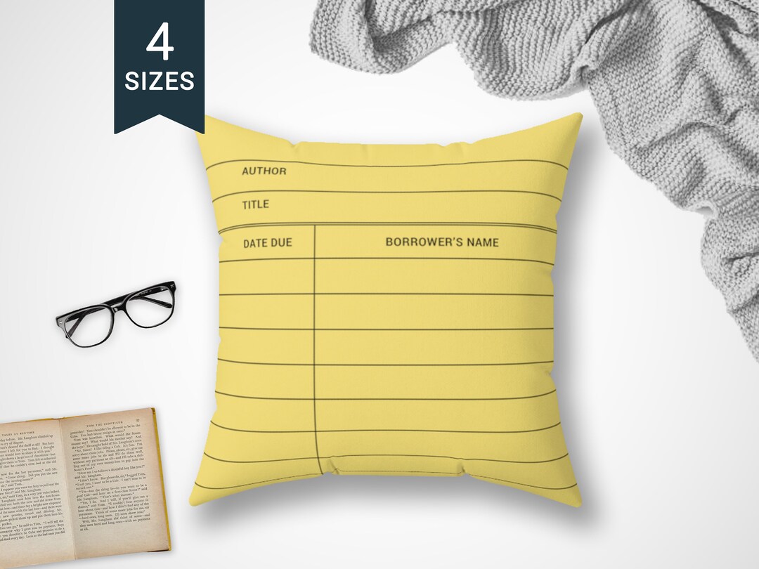 Book Lover Throw Pillow Case | Library Card Design | Librarian Teacher ...