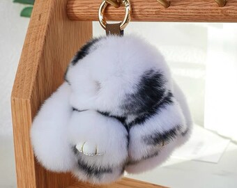 Fluffy Bunny Keychain | Etsy