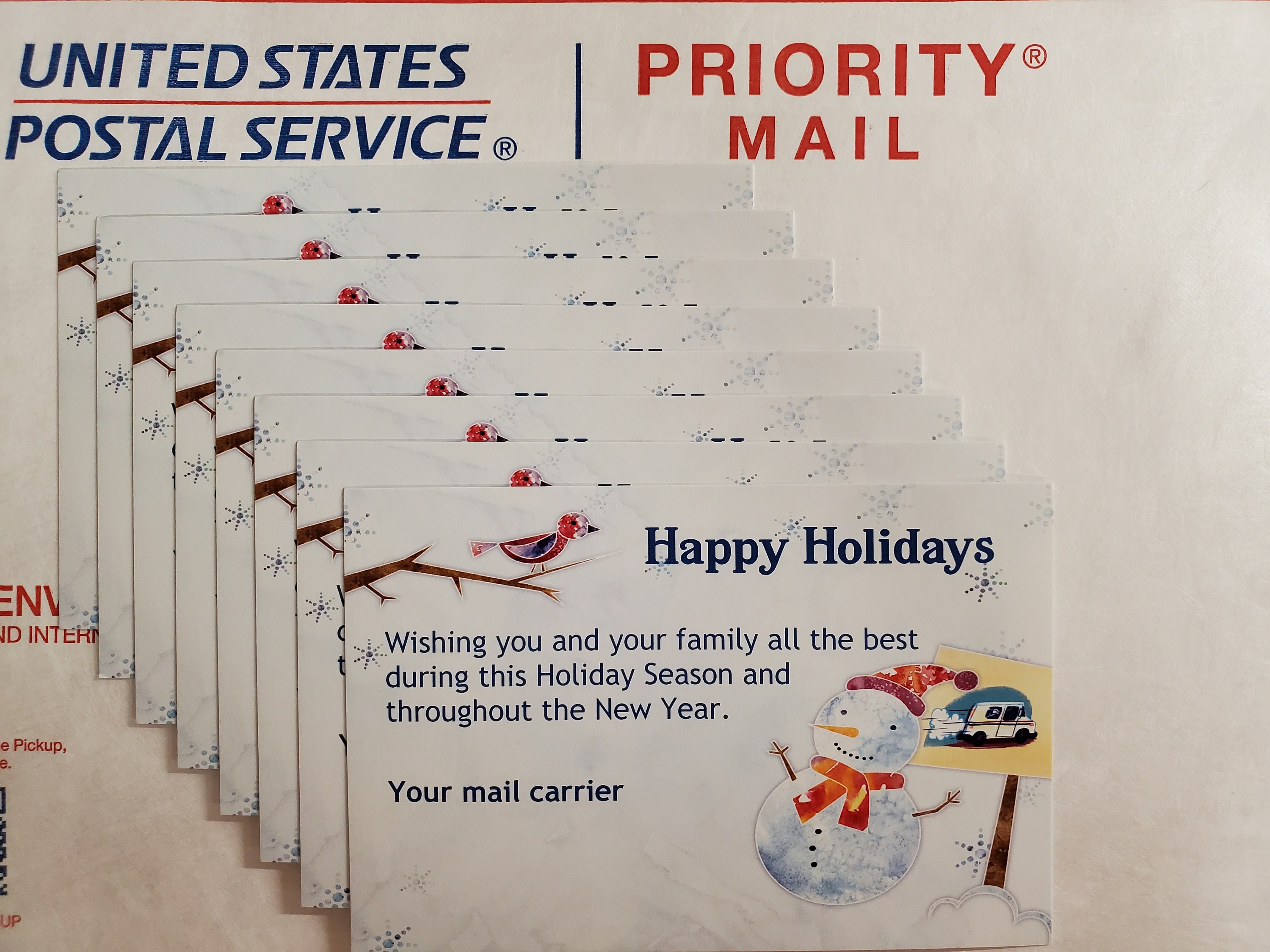 Snowman Scene Mail Carrier Thank You Postcards | Etsy