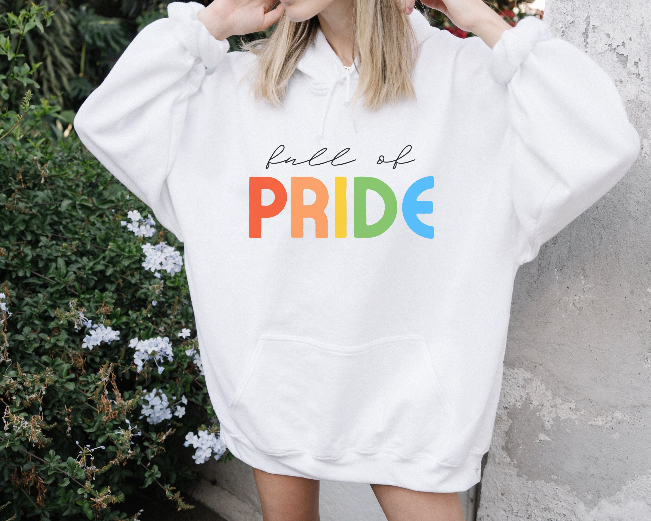 Full of Pride LGBTQ Gift Pride Day Celebration Equality Hoodie Rainbow ...