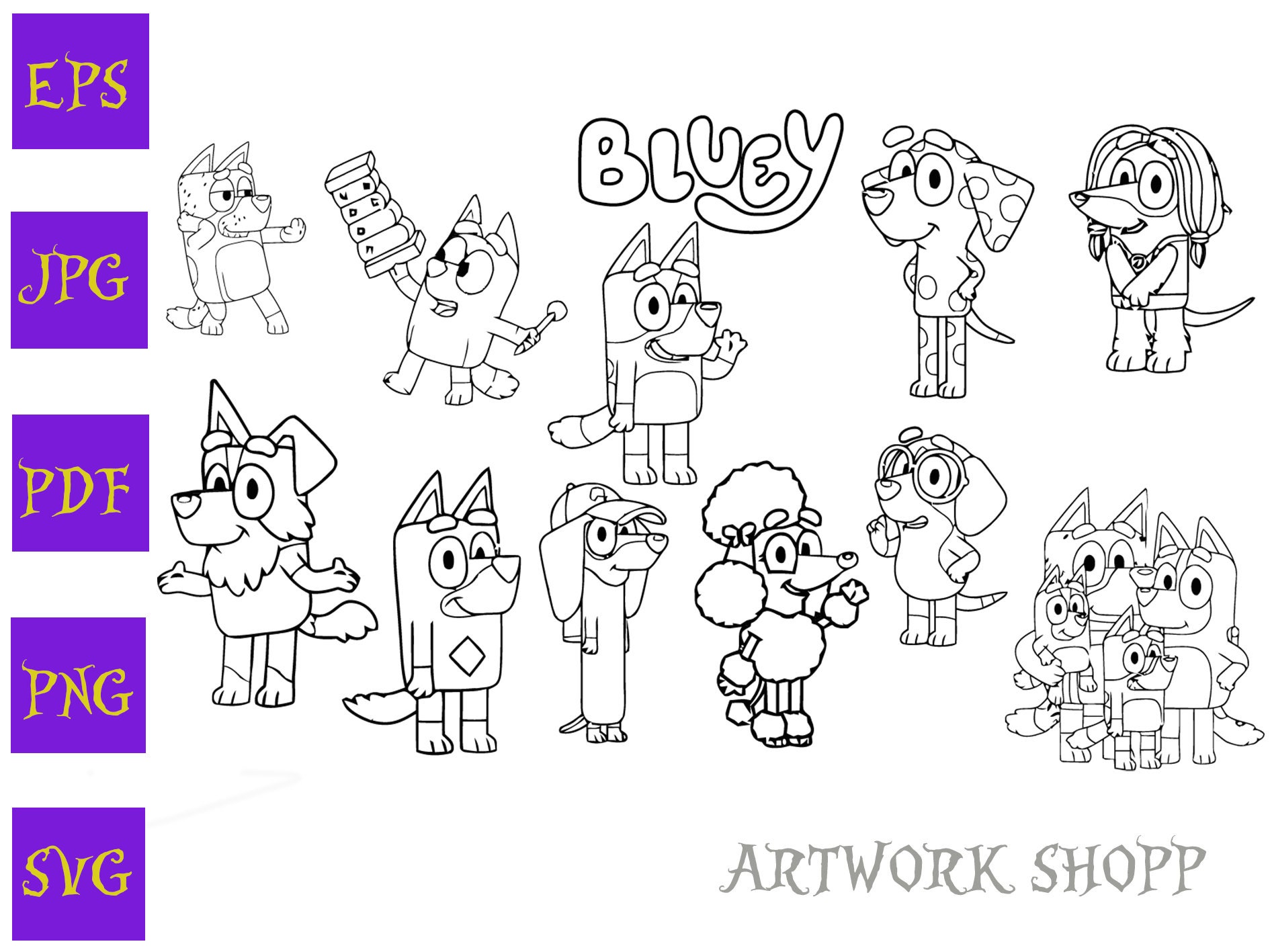 Bluey SVG Bluey Vector Bluey Cutfile Bluey Cricut Bluey | Etsy