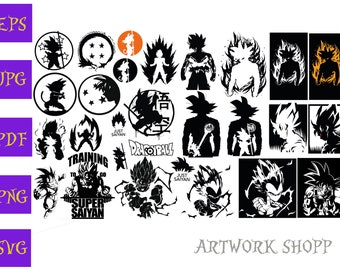 Silhouette Father's Day Dragon Ball Z SVG PNG for Cricut More Anime ...
