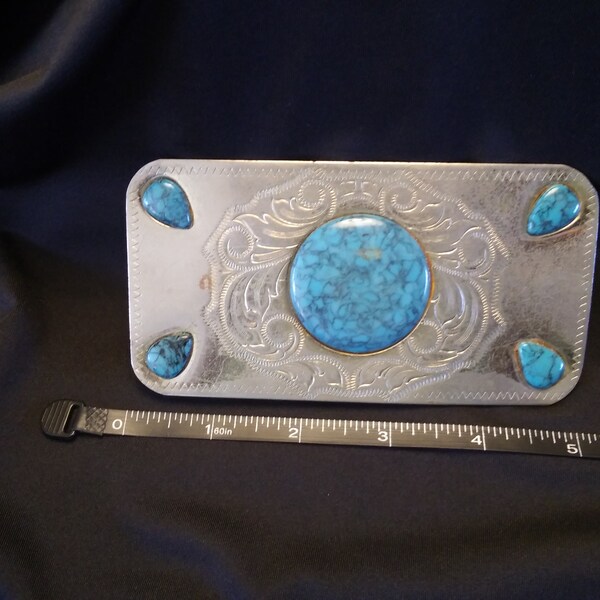 Silver Turquoise Belt Buckle - Etsy