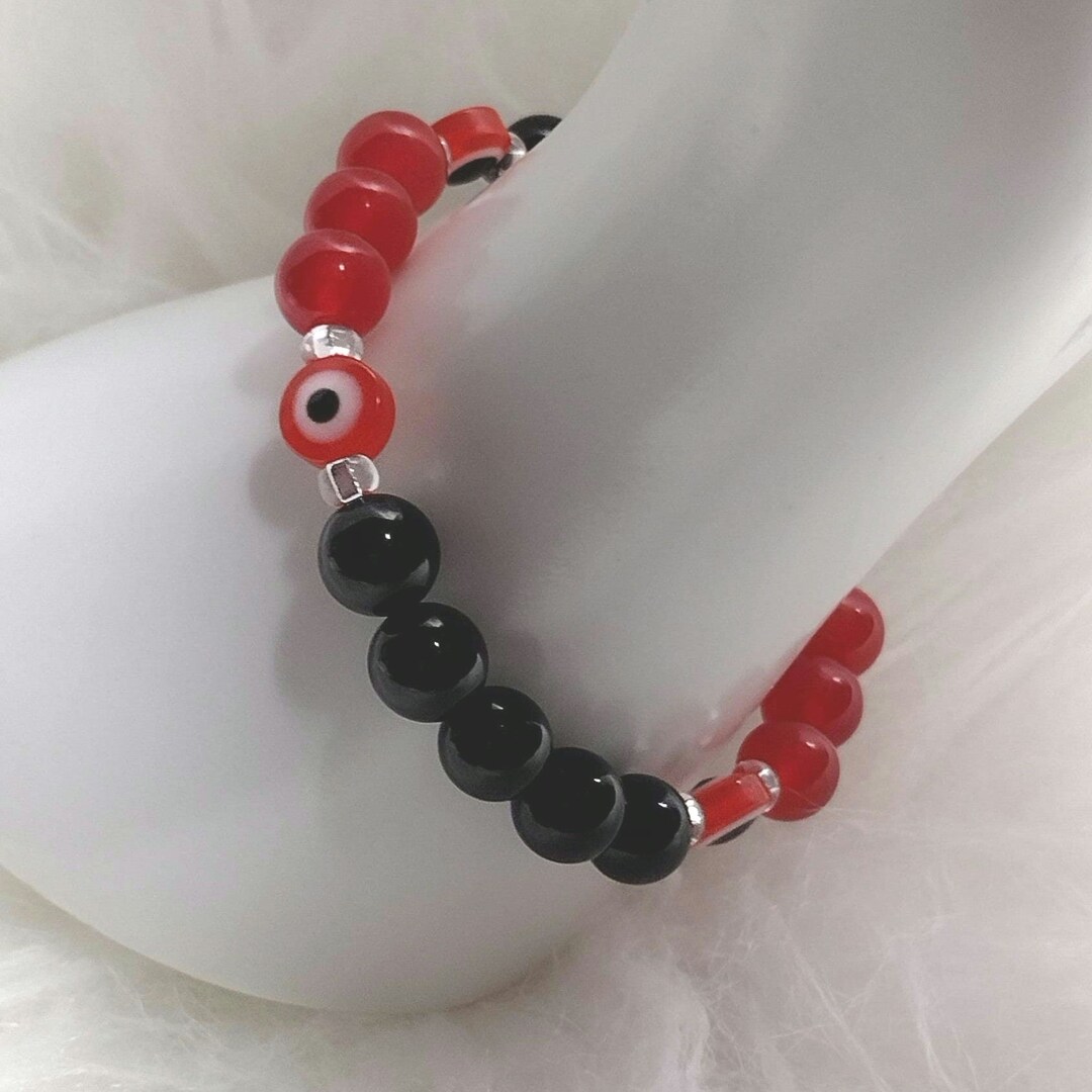 Crimson Gaze Crystal Gemstone Evil Eye Bracelet - Etsy