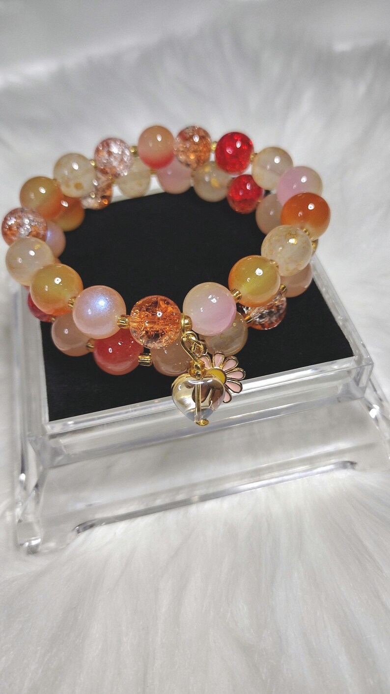 Sunset Sorbets Crystal Glass Beads Bracelet Sets - Etsy