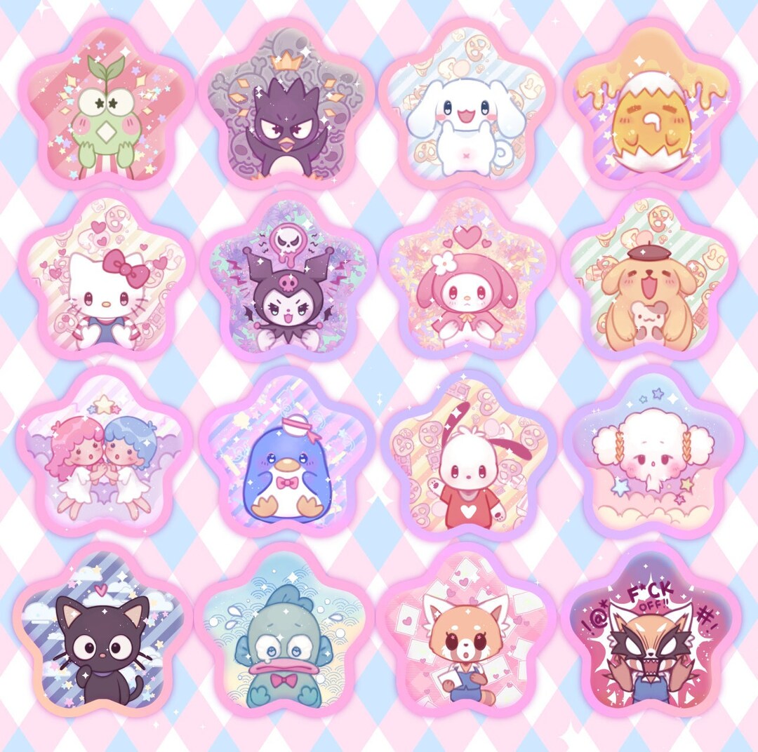 Hewwo Cat and Fwiends | Star Buttons - Etsy