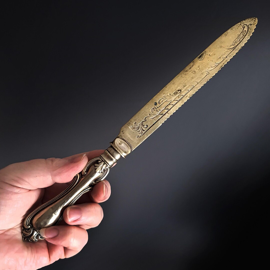 Antique Cake Knife - Ornate Handle, Decorative Saw Blade - Vintage ...