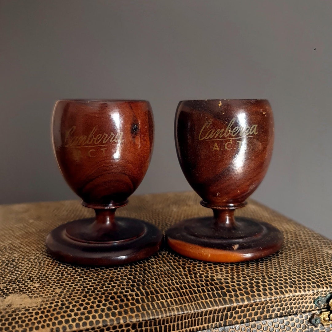 Vintage Mulga Wood Egg Cups - 1950s Canberra Souvenir Turned Timber ...