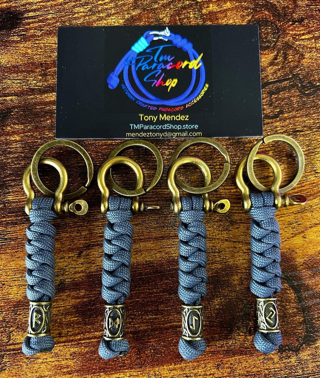 Paracord Bronze Shackle Viking Rune Keychain - Graphite - Etsy