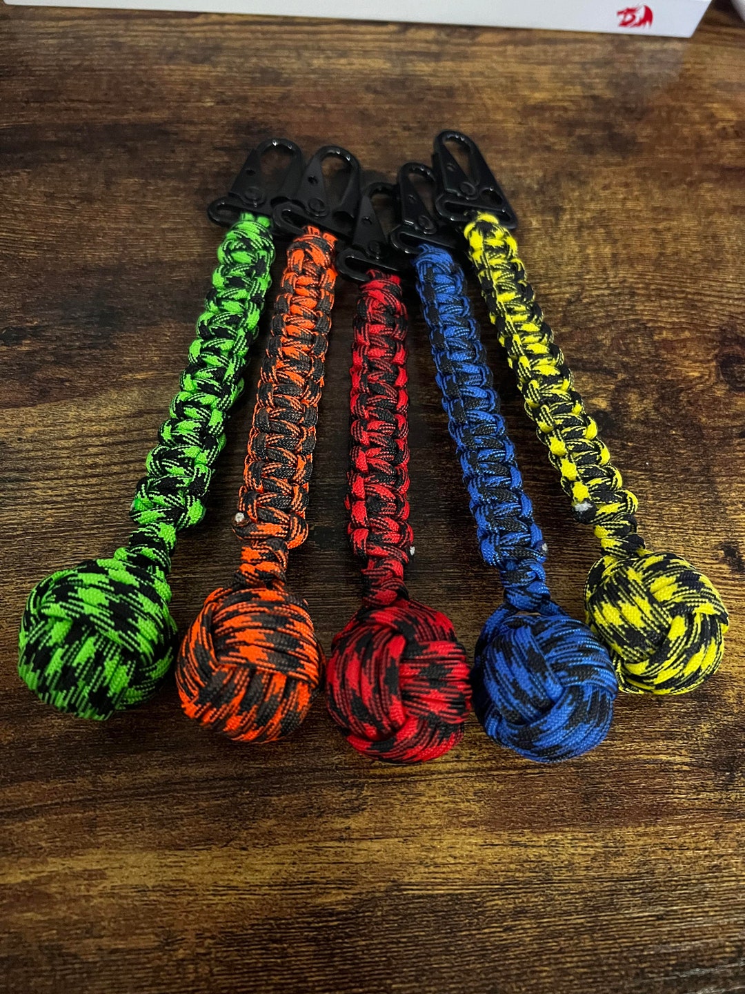 Paracord Monkey Fist Keychain With Sling Carabiner Various Colors ...