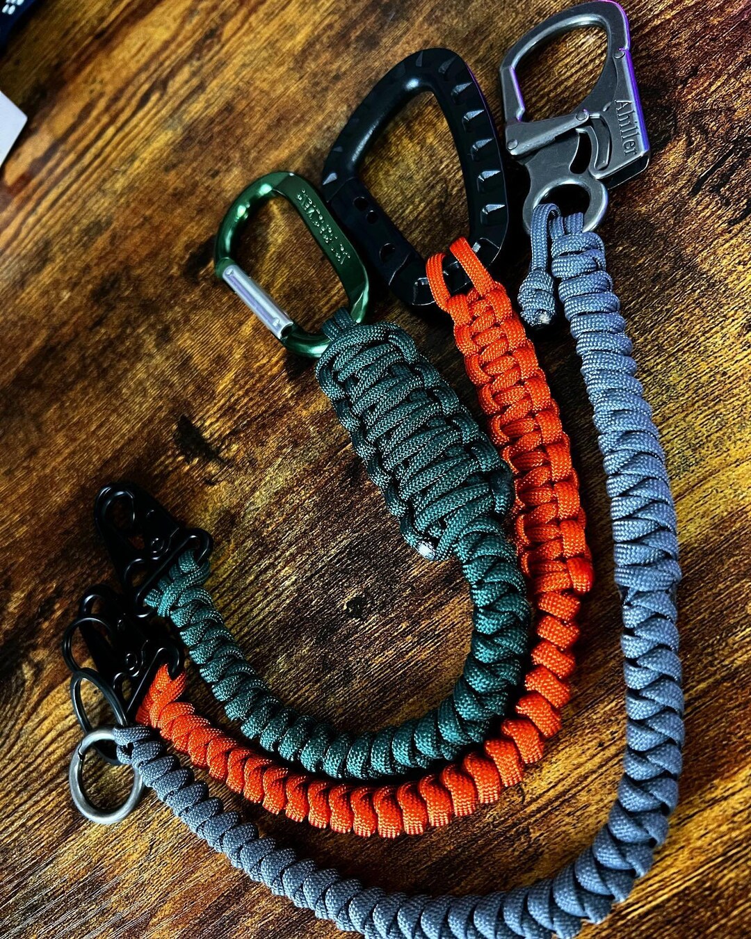 Paracord Wallet Chain With Carabiner - Various Colors Available - 12in ...