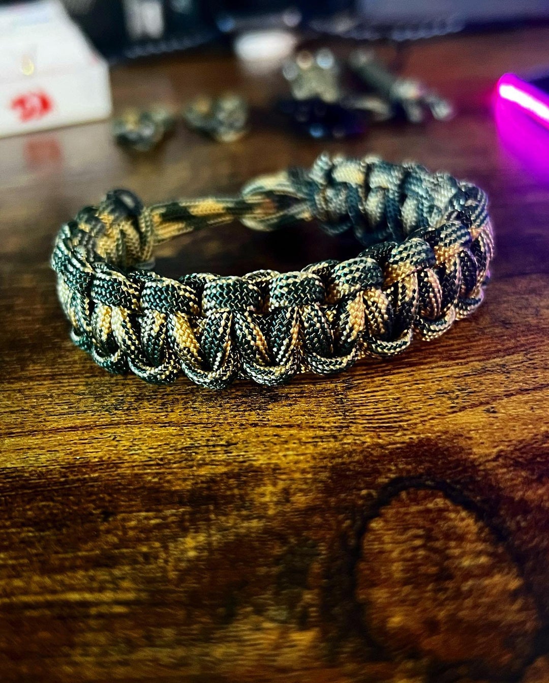 Paracord Cobra Knot Bracelet - Woodland Camo - Etsy