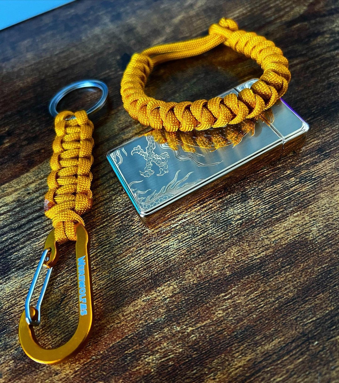Paracord Carabiner Keychain Cobra Knot Bracelet Bundle - Etsy