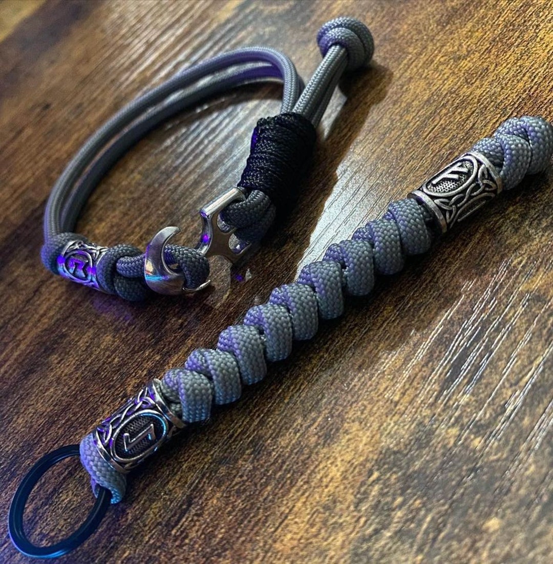 Paracord Rune Keychain and Anchor Rune Bracelet - Bundle - Etsy