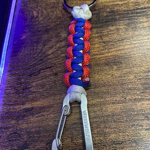 Paracord Carabiner Keychain Red, White, and Blue USA American - Etsy