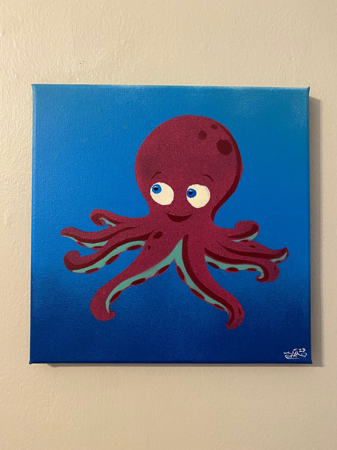 Kids Art - Octo Pal - Original Spray Paint Art - Etsy